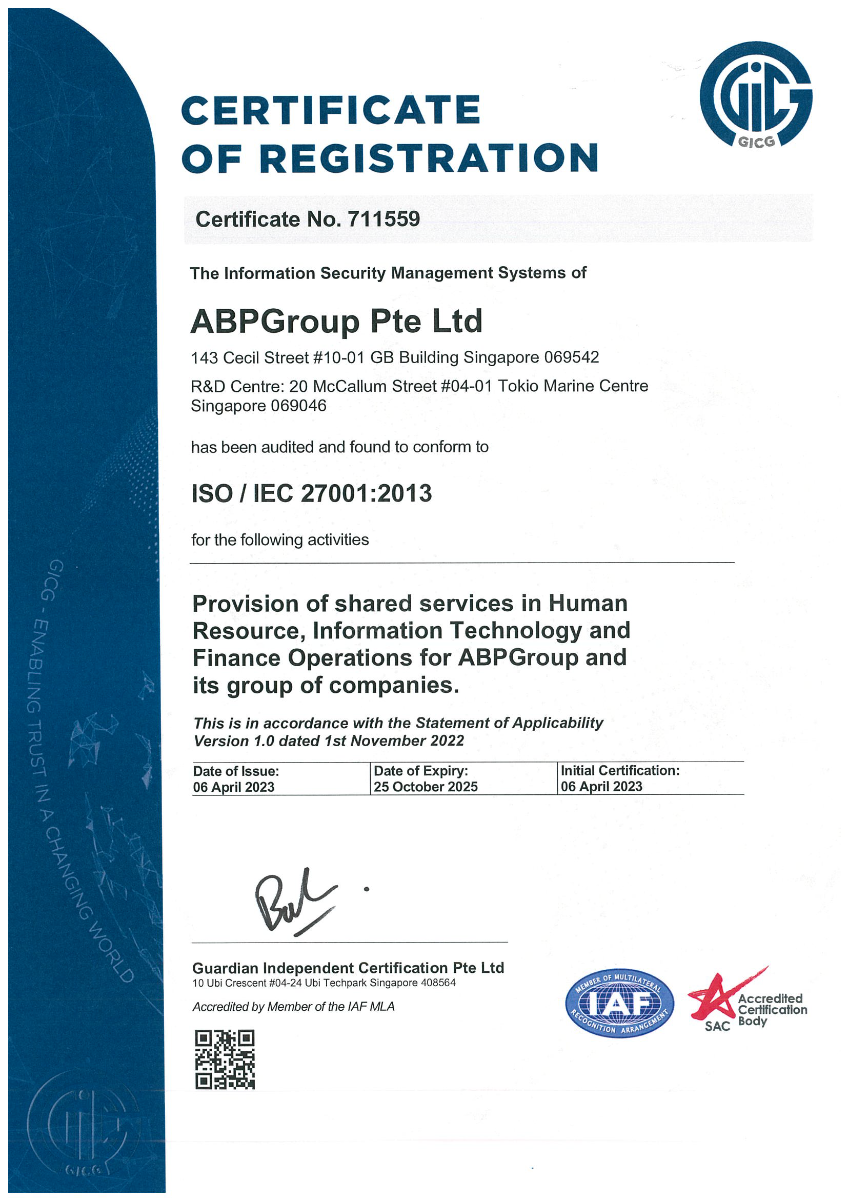 ABPGroup achieves ISO/IEC 27001:2013 certification